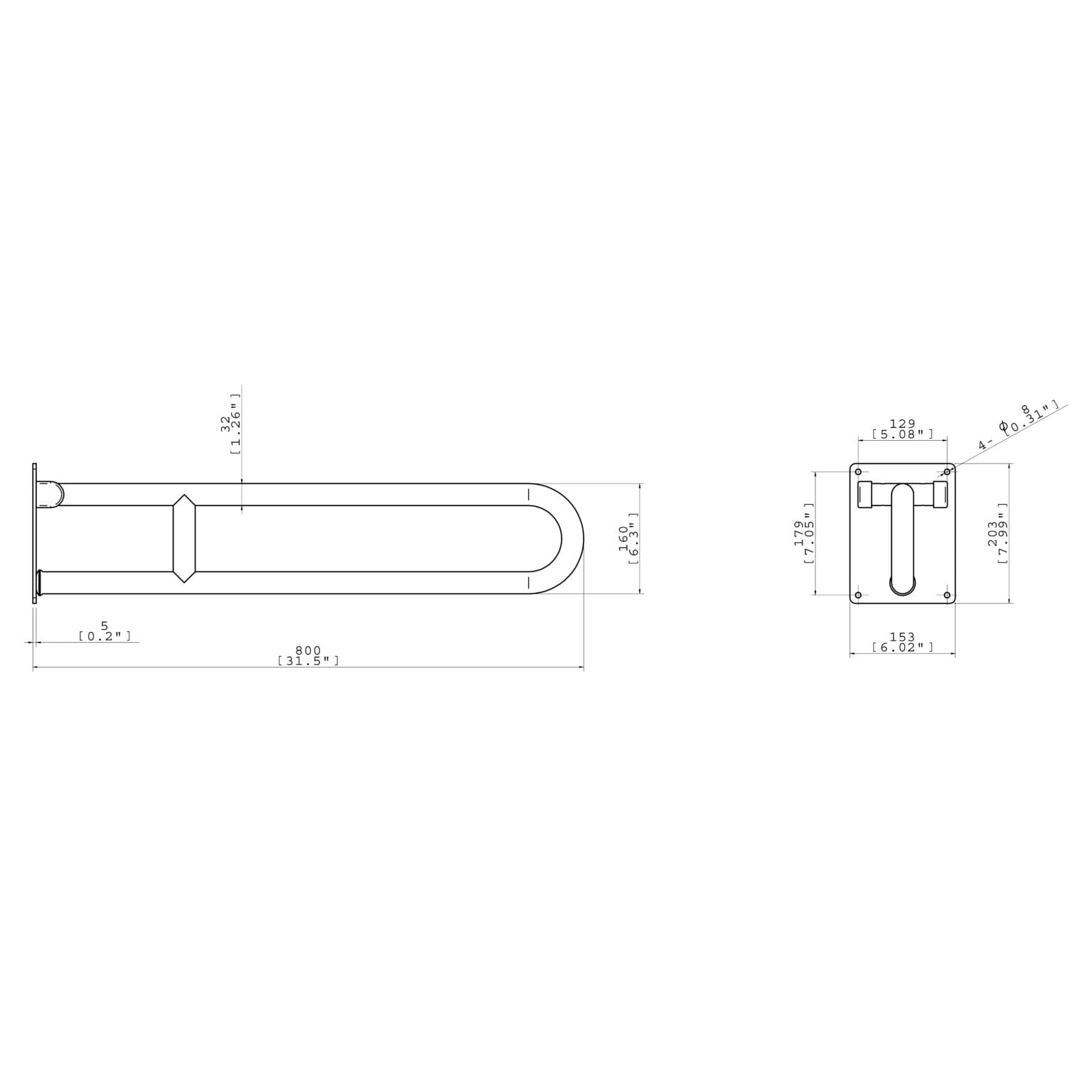 Dolphin Friction Hinged Grab Rail BC5083-06 | Dolphin Solutions