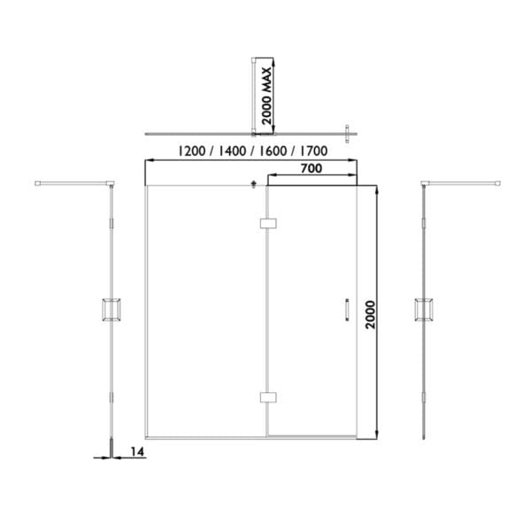 Dolphin D26003 Shower Screen with screen hinged door | Dolphin Solutions